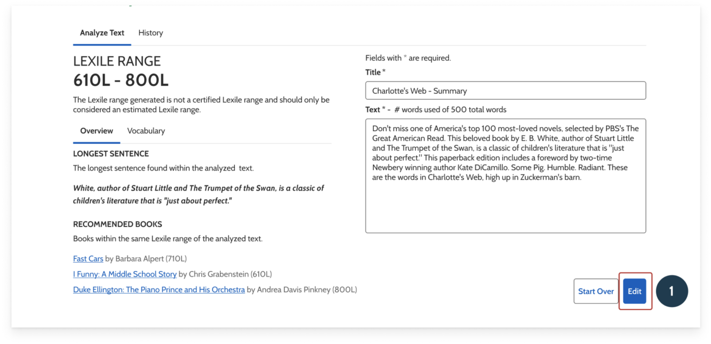 Text Analyzer User Guide - LEXILE & QUANTILE HUB