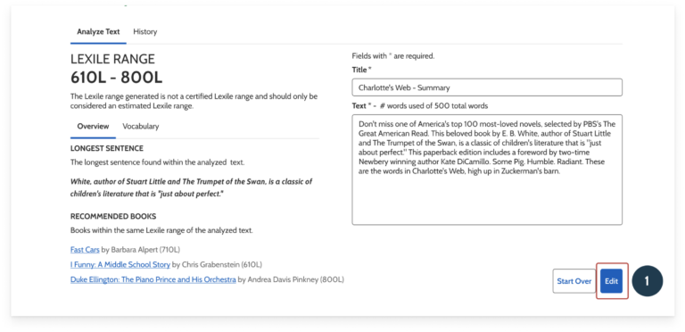 Text Analyzer User Guide - LEXILE & QUANTILE HUB